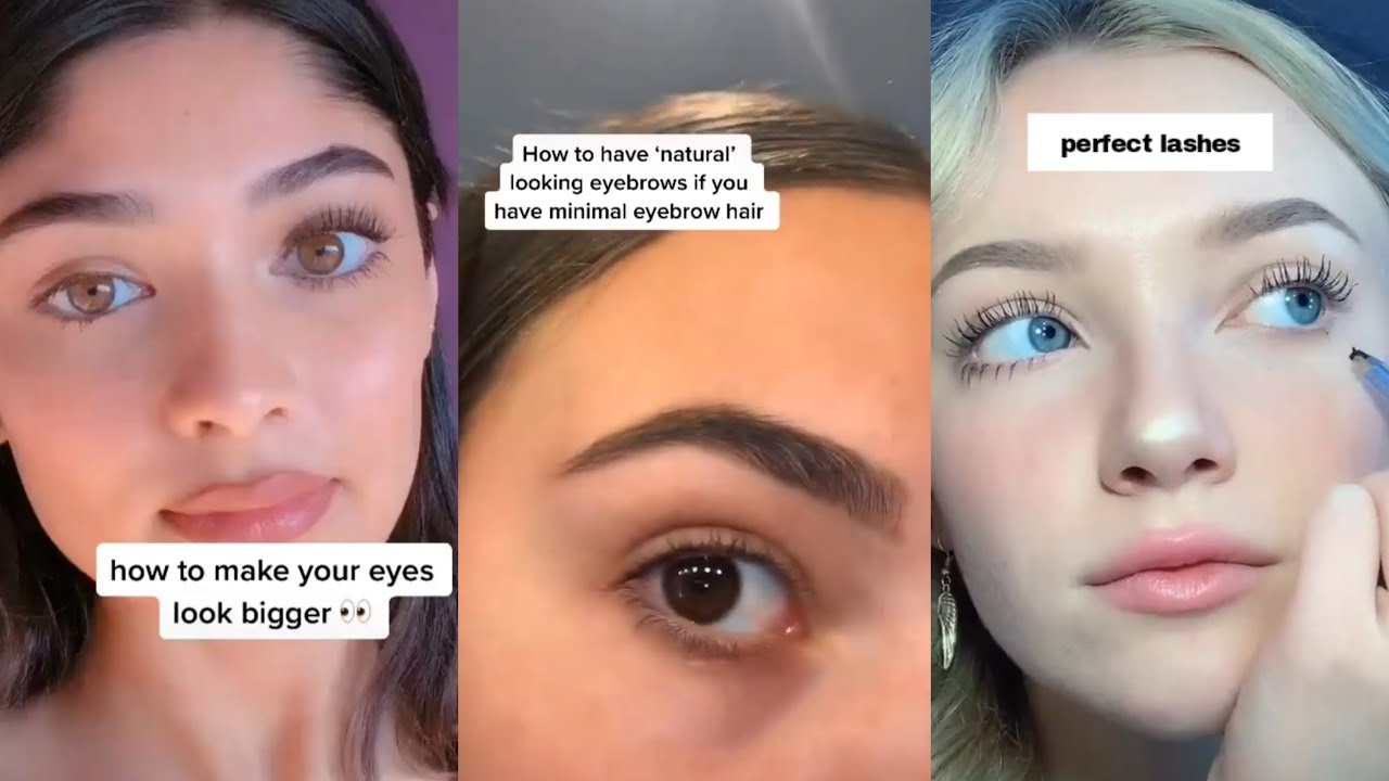 Tiktok Makeup Hacks #1 How To Make Bigger Eyes,Natural Looking Eyebrows ...