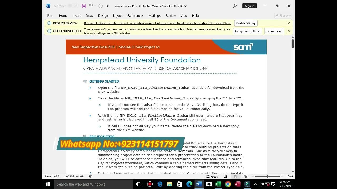 Excel Module 11 SAM Project A Hempstead University Foundation | Excel ...