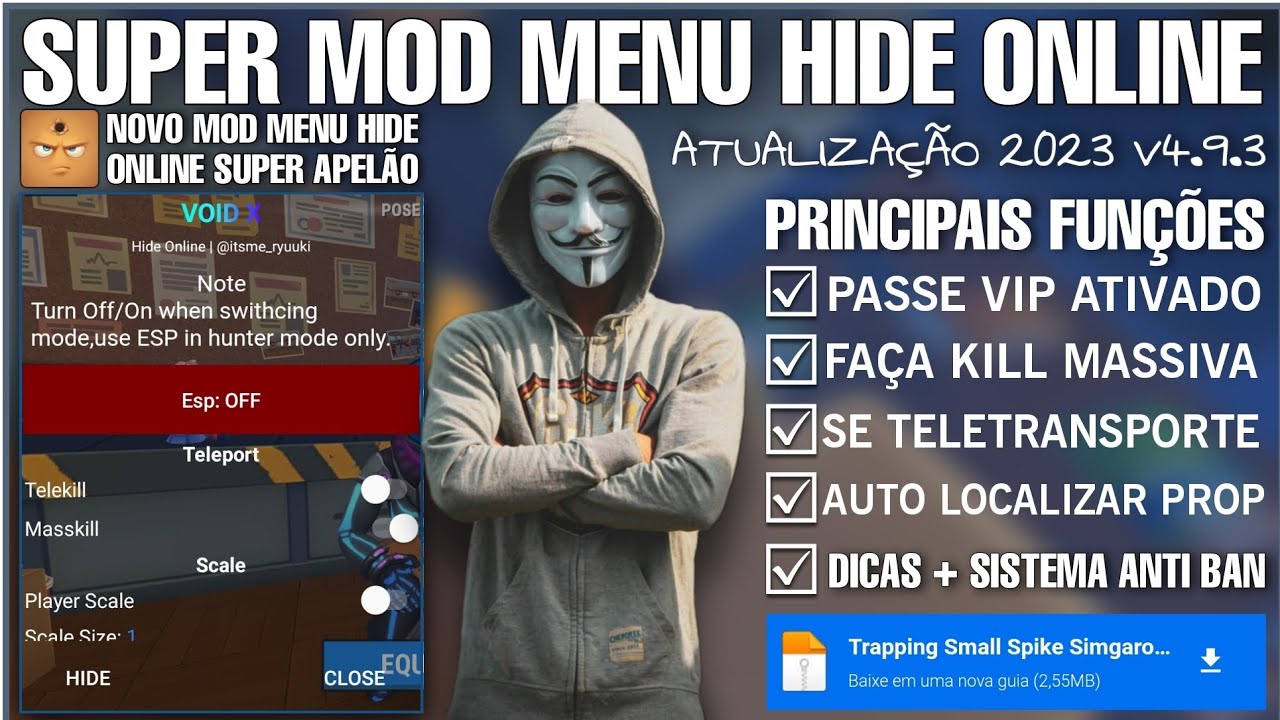 SAIUU!!! 😳HIDE ONLINE MOD MENU VIP v4.9.3| PASSE GRÁTIS/KILL MASSIVA ...