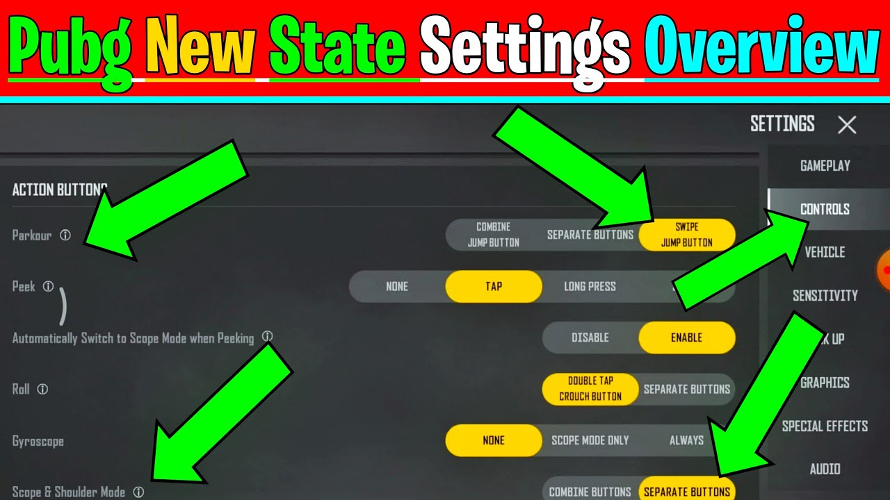 New State Mobile Settings Overview|Action Buttons & Drag Controls ...