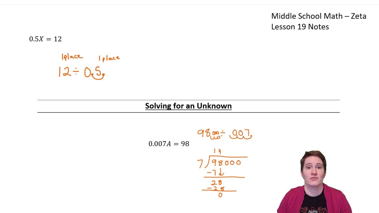 KStevMath - Math U See Zeta - Solving for Unknowns - Lesson 19 - YouTube