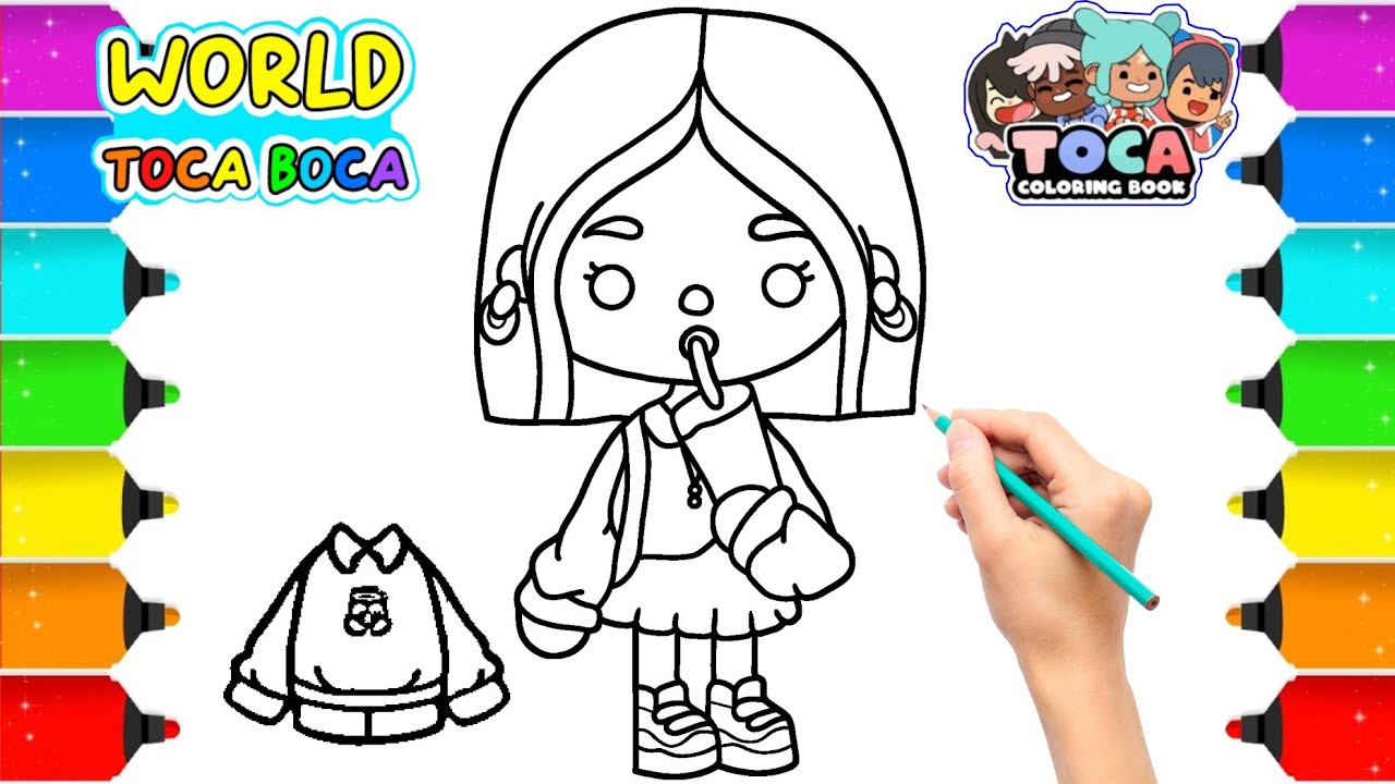 Toca Boca Coloring pages, Coloring with Crayons | Learn colors for kids ...