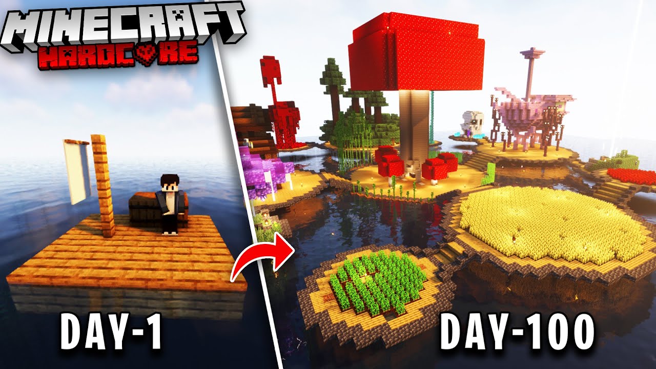 I Survived 100 Days On Raft Minecraft Hardcore - YouTube
