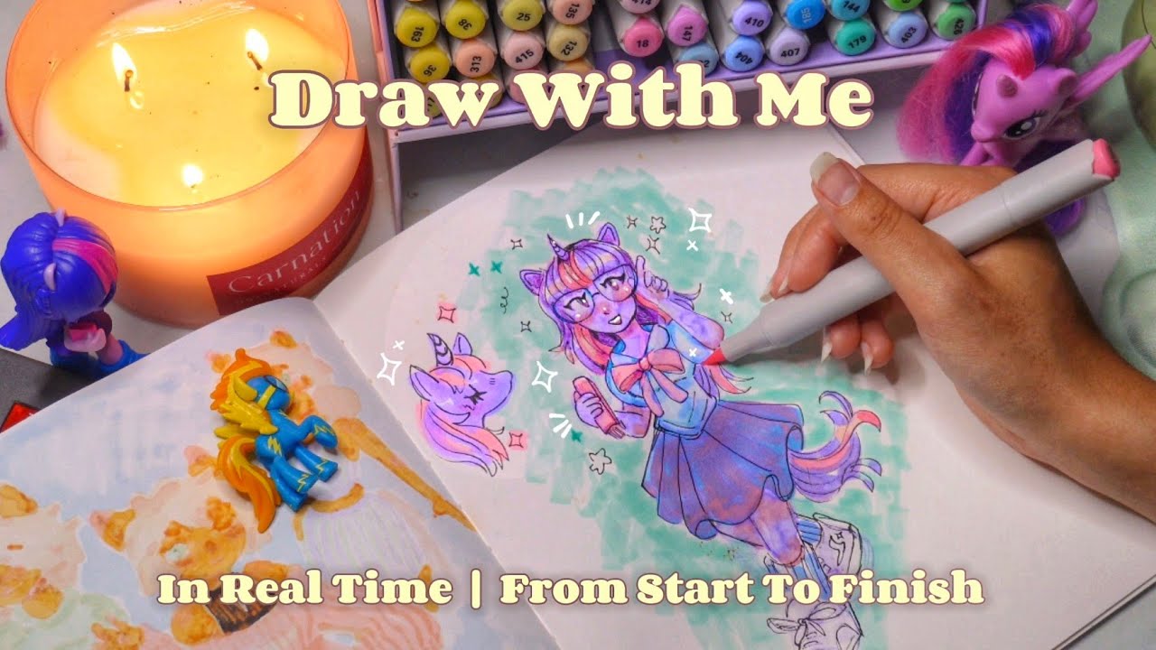 COZY Draw With Me ☕ Arrtx Pastel Brush Markers Drawing In Real Time ...