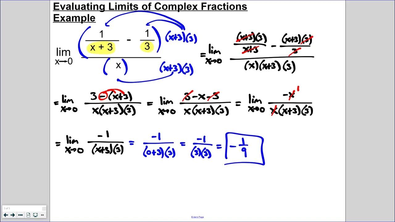 Evaluate two sided limits analytically for complex fractions with removable discontinuities ...