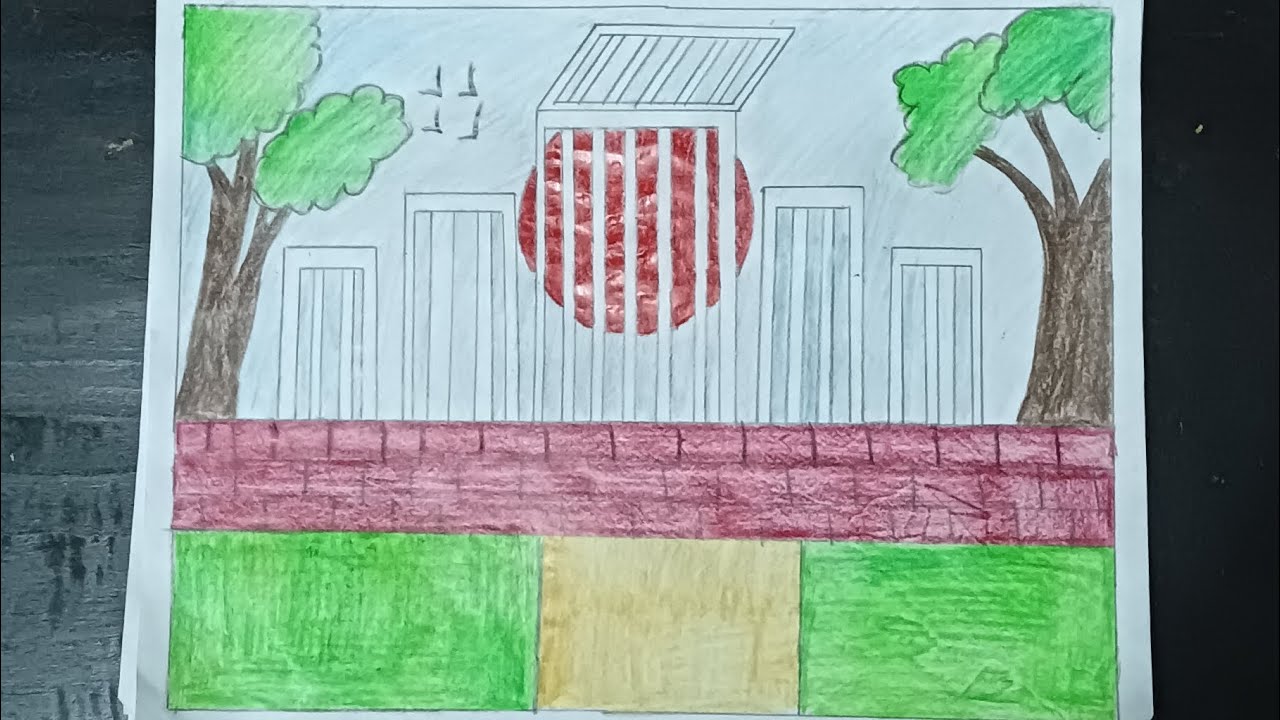 How to draw Shahid Minar step by step (easy draw).#drawing #colour # ...