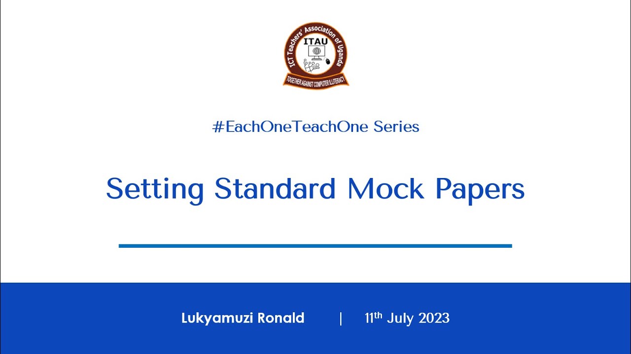 Setting Standard Mock Papers - YouTube