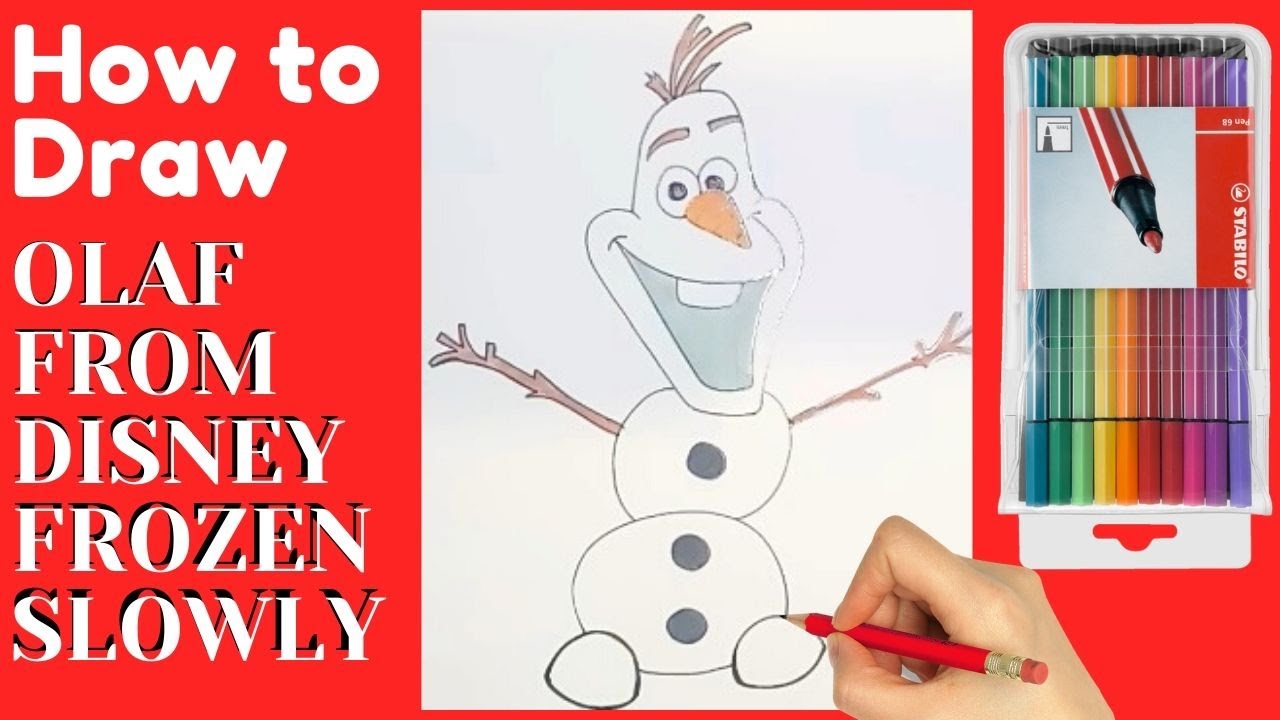 How to Draw Olaf from Disney Frozen 2 Step by Step Slowly | Disney ...