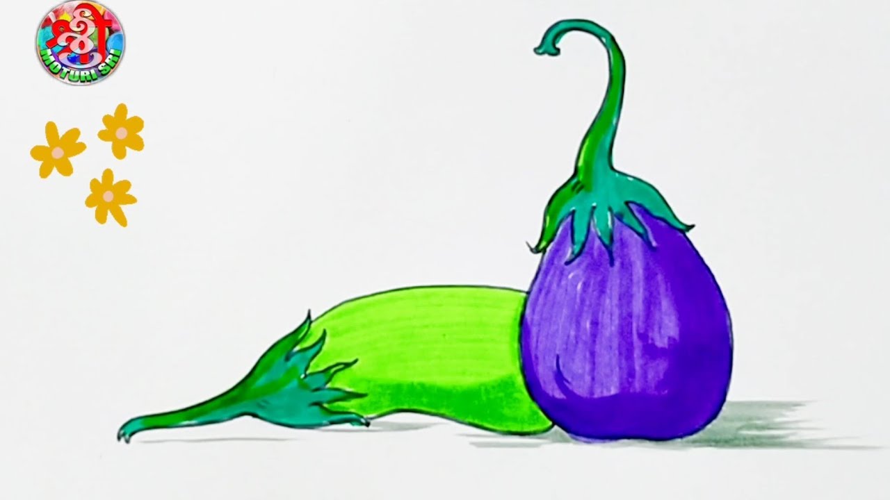How to draw Brinjal | Brinjal Drawing for Kids | Brinjal drawing easily ...