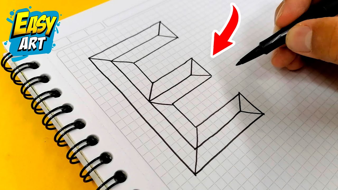 Dibujos 3D - Como Dibujar en 3D la Letra E 🟢3D Drawing - How to Draw in ...