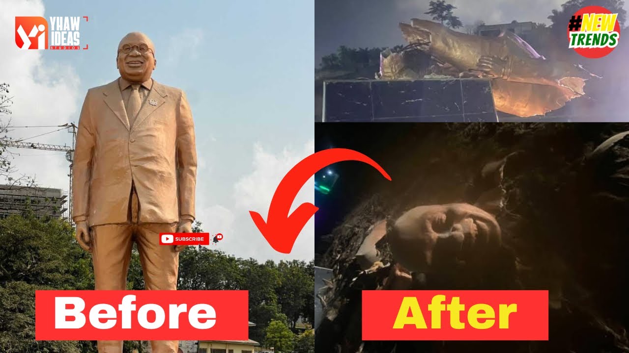 Statue of former President Akufo-Addo in Sekondi destroyed. - YouTube