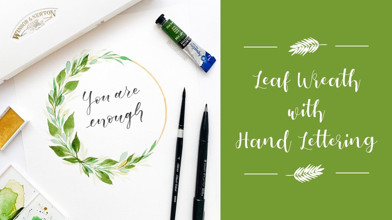 How to Paint a Watercolour Leaf Wreath With Hand Lettering Inside 🌿 ...