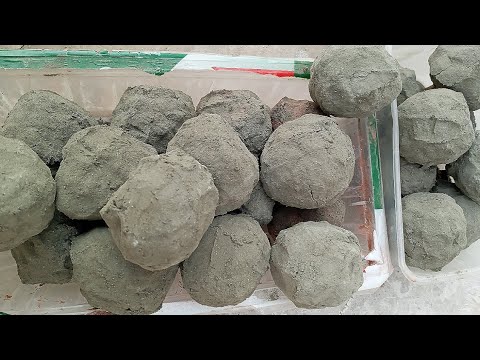 Damp pure cement balls crumbling ASMR - YouTube