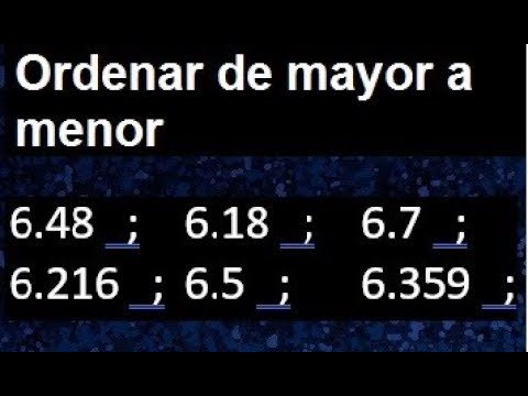 Ordenar de mayor a menor numero decimales , orden descendente - YouTube