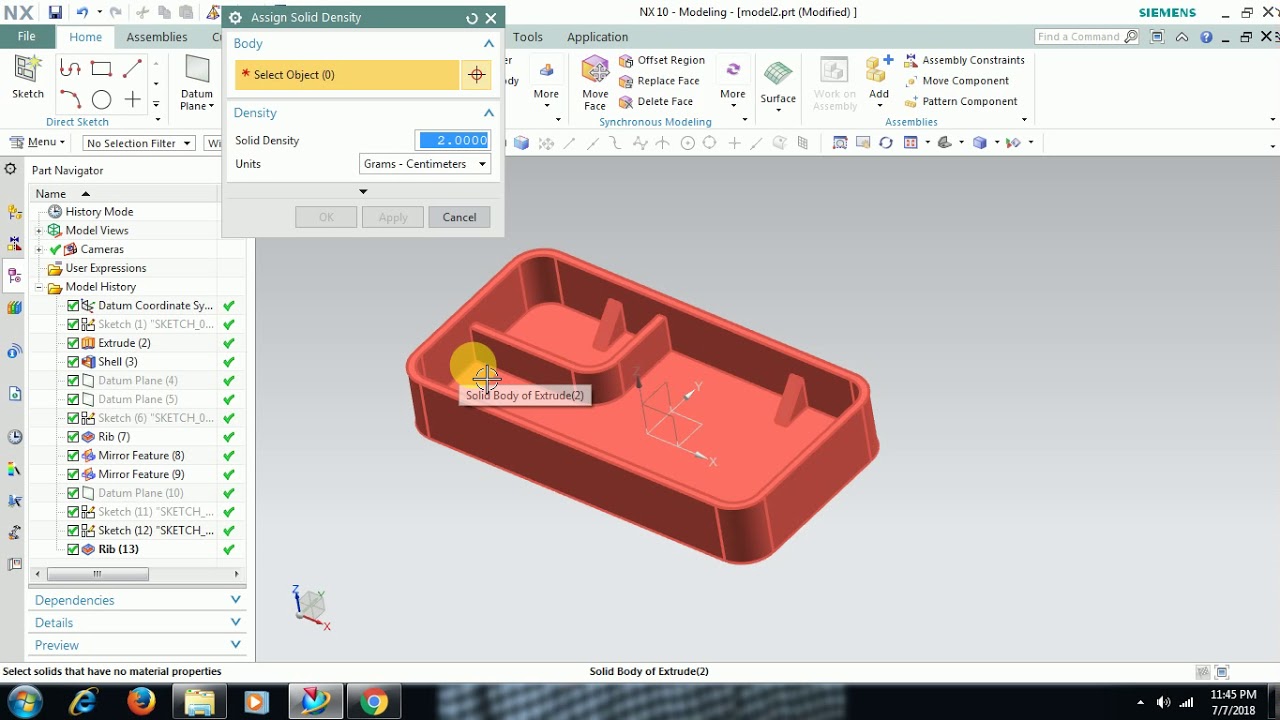 HOWTO CALCULATE MASS FOR MODEL IN UG - YouTube