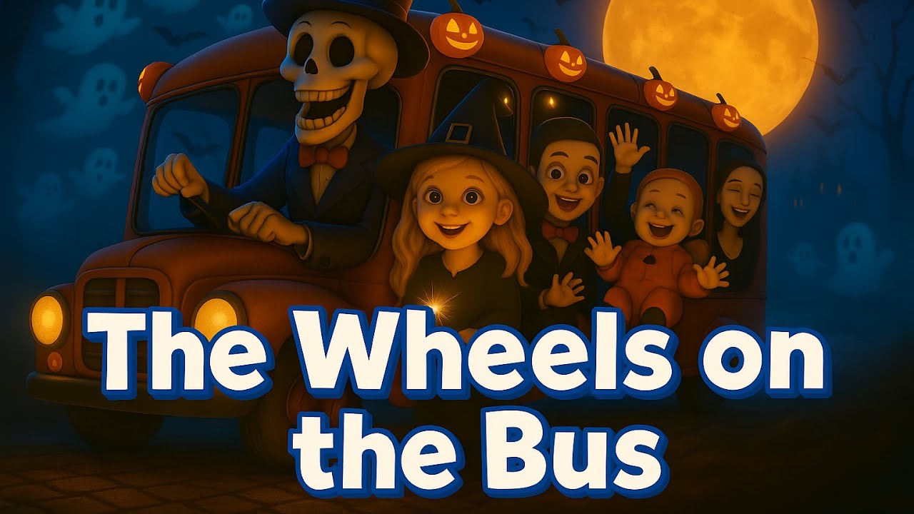 The Wheels on the Bus Go Round and Round 🎃 | Halloween Songs for Kids ...