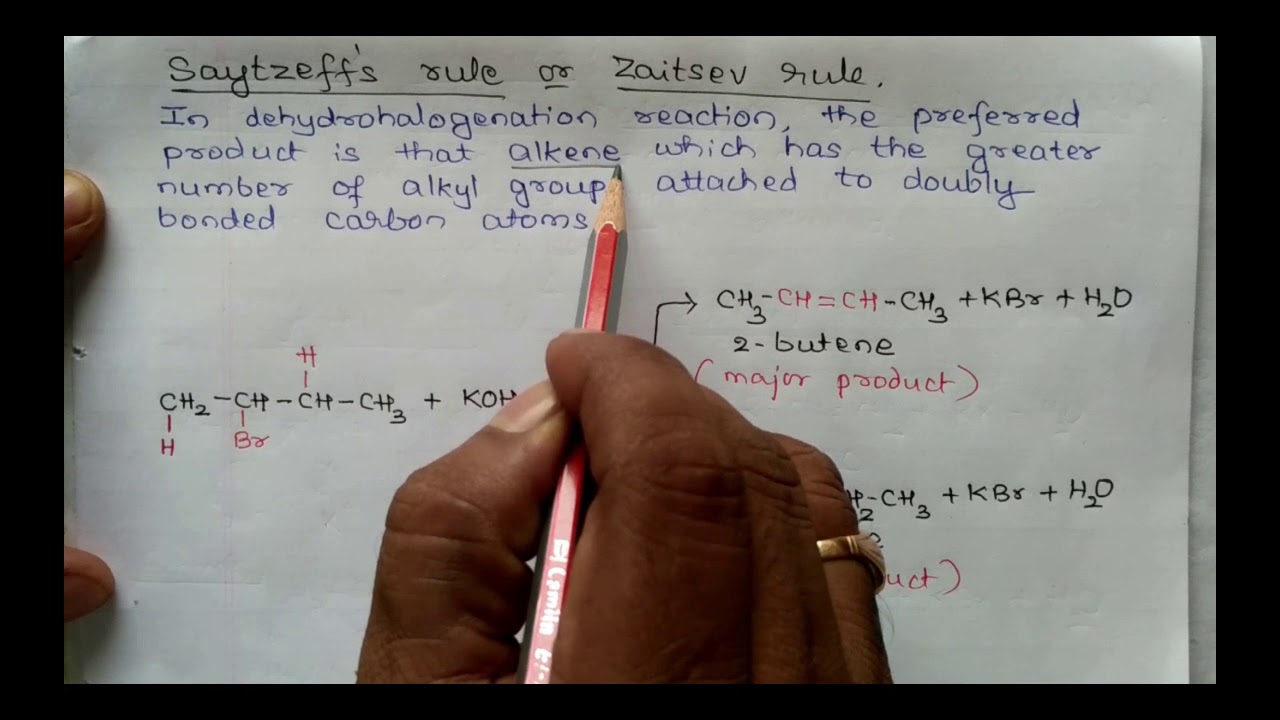 Elimination Reaction, Zaitsev rule - YouTube