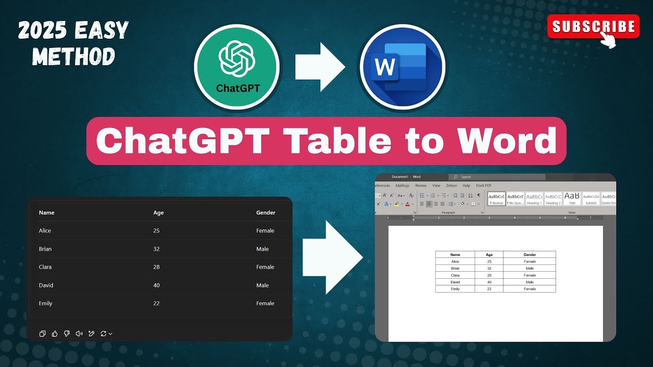 ChatGPT Table Copy to Word Document with Formatting 🔴 2025 - YouTube