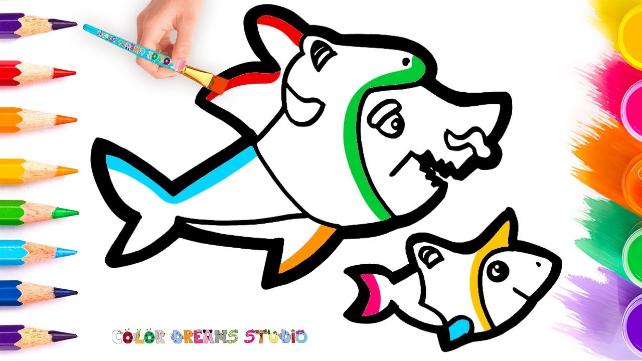 How to Draw a Father Shark and Baby Shark| Easy Step By Step for ...