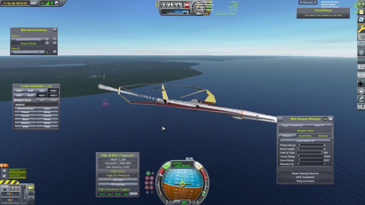 KSP BDA Extreme: Destroying a 250 part supersonic plane with a ...