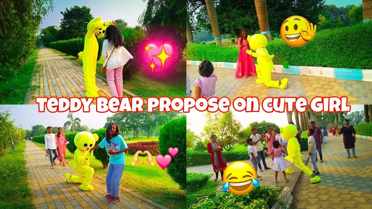 teddy bear propose on cute girl 😋 #teddybear #teddyreaction #funny # ...