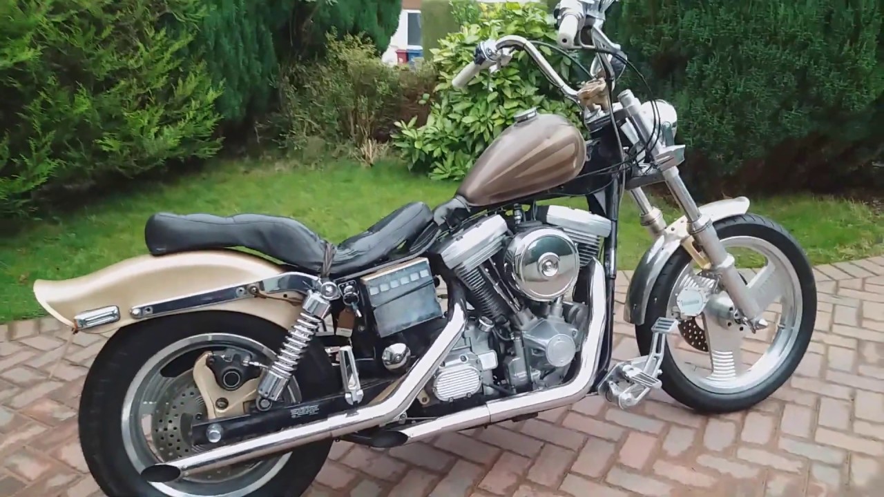 HARLEY DAVIDSON START UP WALK AROUND 1340 CLASSIC DYNA CHOPPER - YouTube