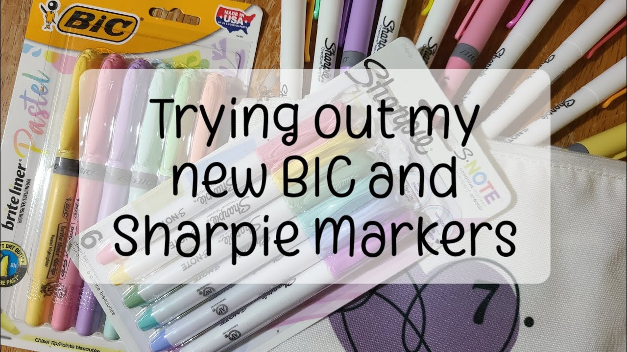 Marker Swatching | BIC Brite Liners & Sharpie S•Note - YouTube