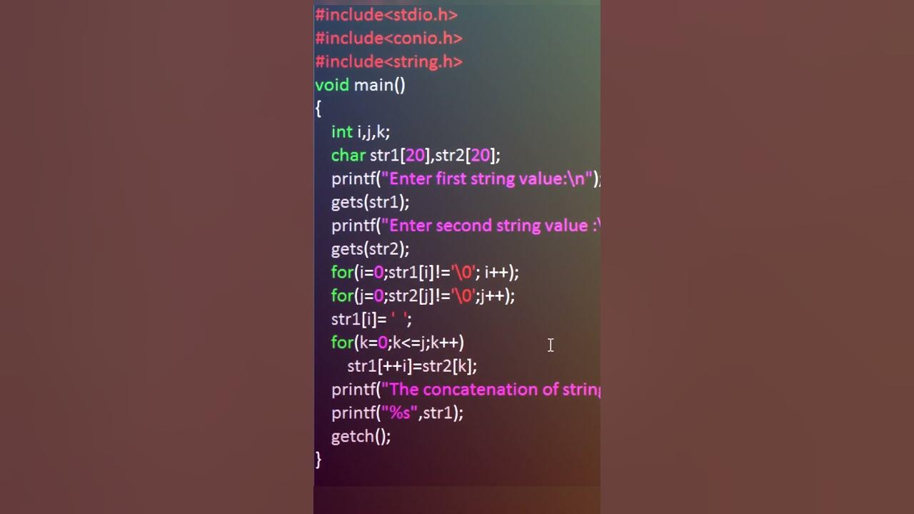 String Concatenation How To Concatenate Two String Without Using Strcat Function Coding