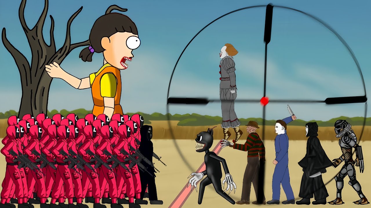 Squid Game vs Cartoon Cat, IT Pennywise, Freddy Krueger, Michael Myers ...