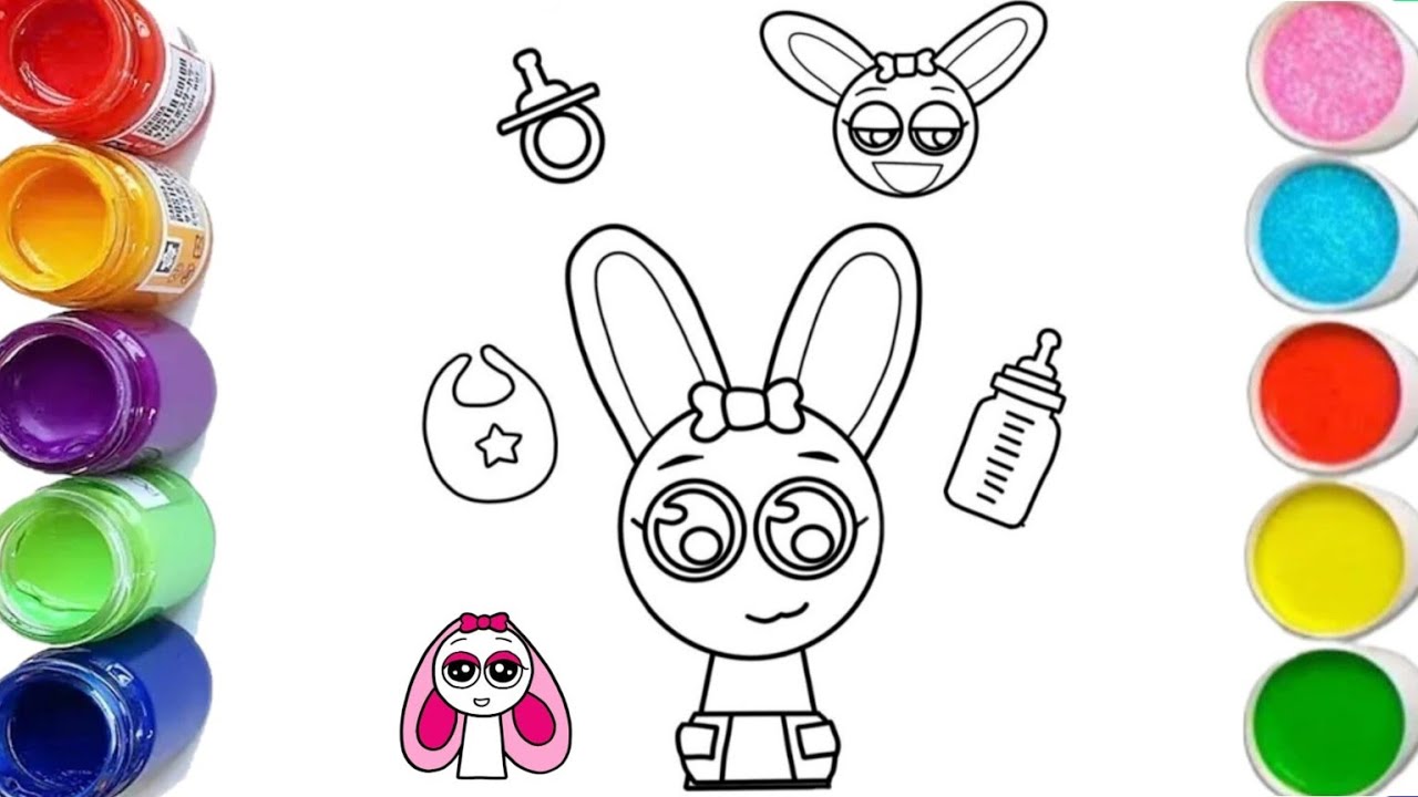 How to draw a cute funny Baby Pinki from Sprunki | Easy tutorial - YouTube