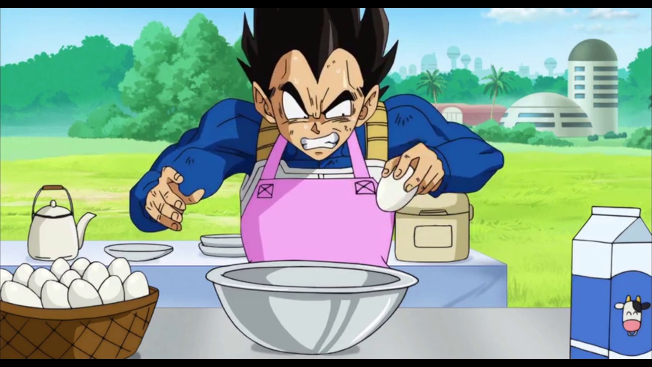 (Dragon ball super Latino) Vegeta intenta cocinar - YouTube