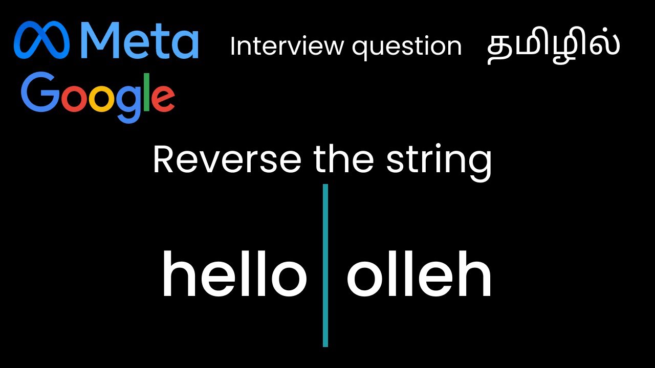 Reverse A String In Tamil Leetcode Problem 344 Easy Solution In Tamil Youtube