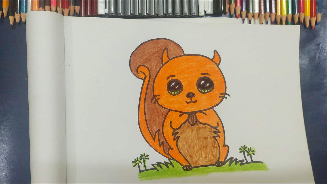 how to draw squirrel easy step by step - squirrel drawing for kids ...