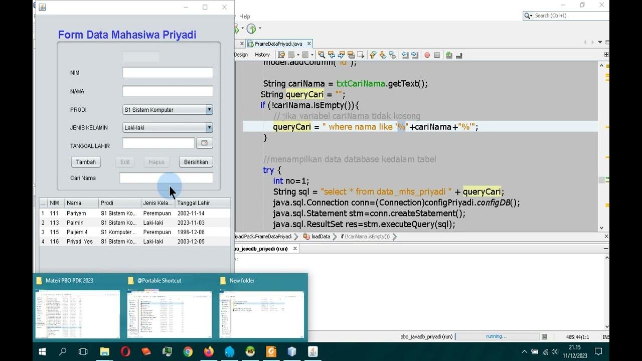 2023 PBO Java #15 program cari dari database MySQL - YouTube