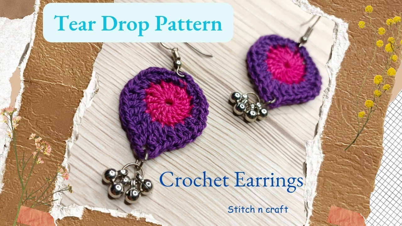Tear drop pattern crochet earrings | Easy to make - YouTube