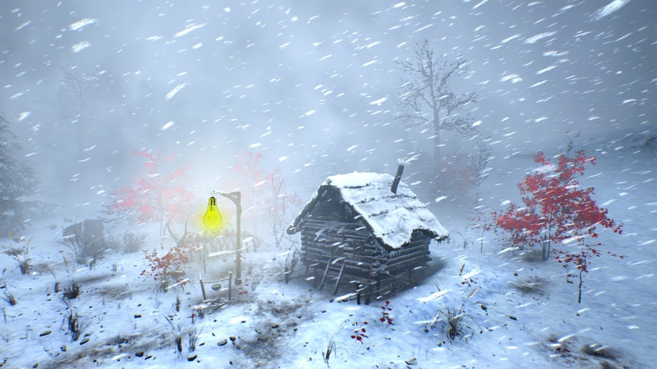 Night winter forest with cold wind with snow ASMR | Snow storm scary ...