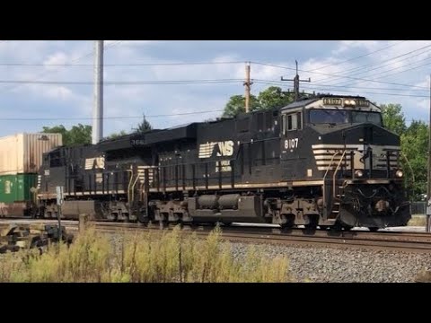 NS 8107 leads an intermodal Milepost 110 - YouTube