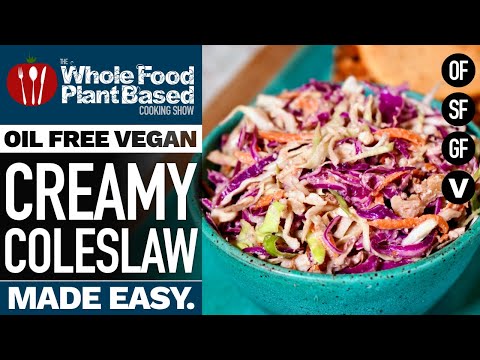 CREAMY VEGAN COLESLAW » oil-free, sugar-free, loaded with tangy flavor!