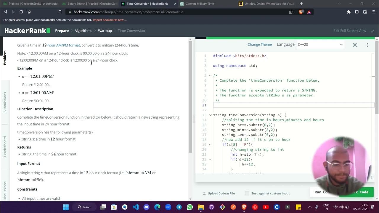 Hackerrank Time Conversion Solution In C Youtube