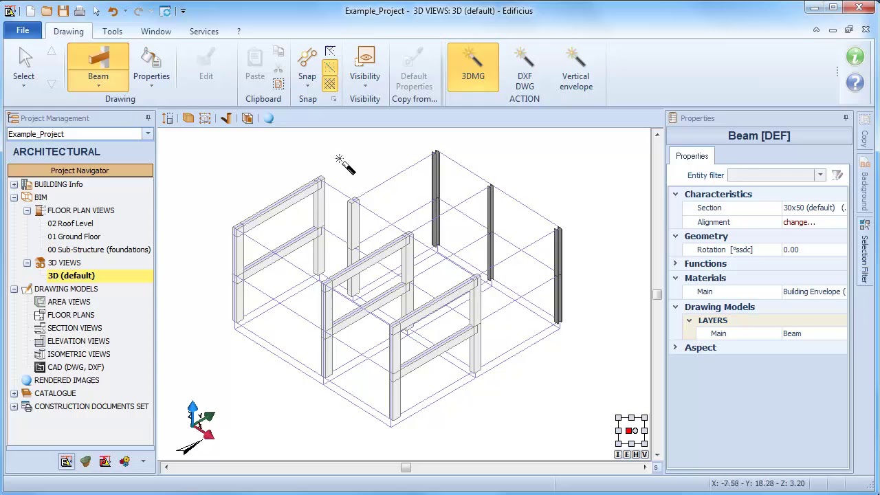Edificius Tutorial - Inserting a beam with the recognition from 3D MAGNETIC GRID feature - YouTube
