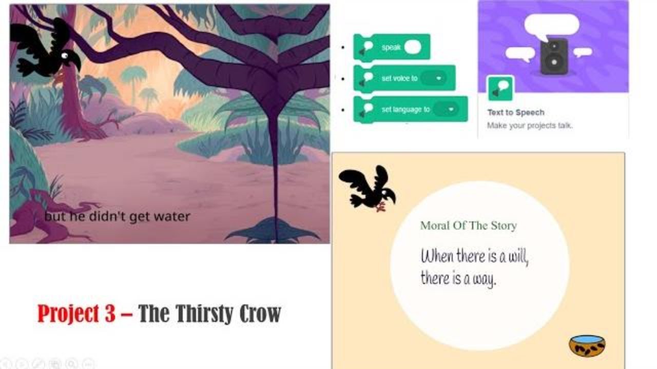 Project 3 - The Thirsty Crow | scratch | text to speech| animation ...