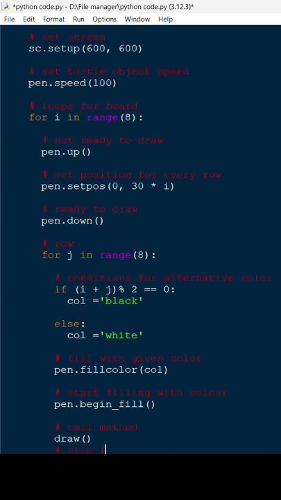 How To Draw Chess Board By Python Turtle π’ ππ Ytshort Coding Python Viral Programming Youtube