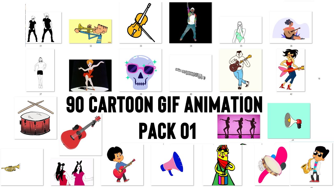 90 Cartoon Gif Animation Free Download Pack - 01 Video Animation - YouTube