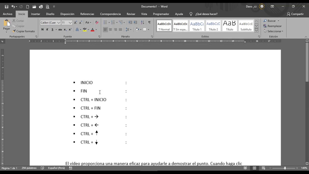 WORD DESPLAMIENTO EFECTIVO DEL CURSOR - YouTube