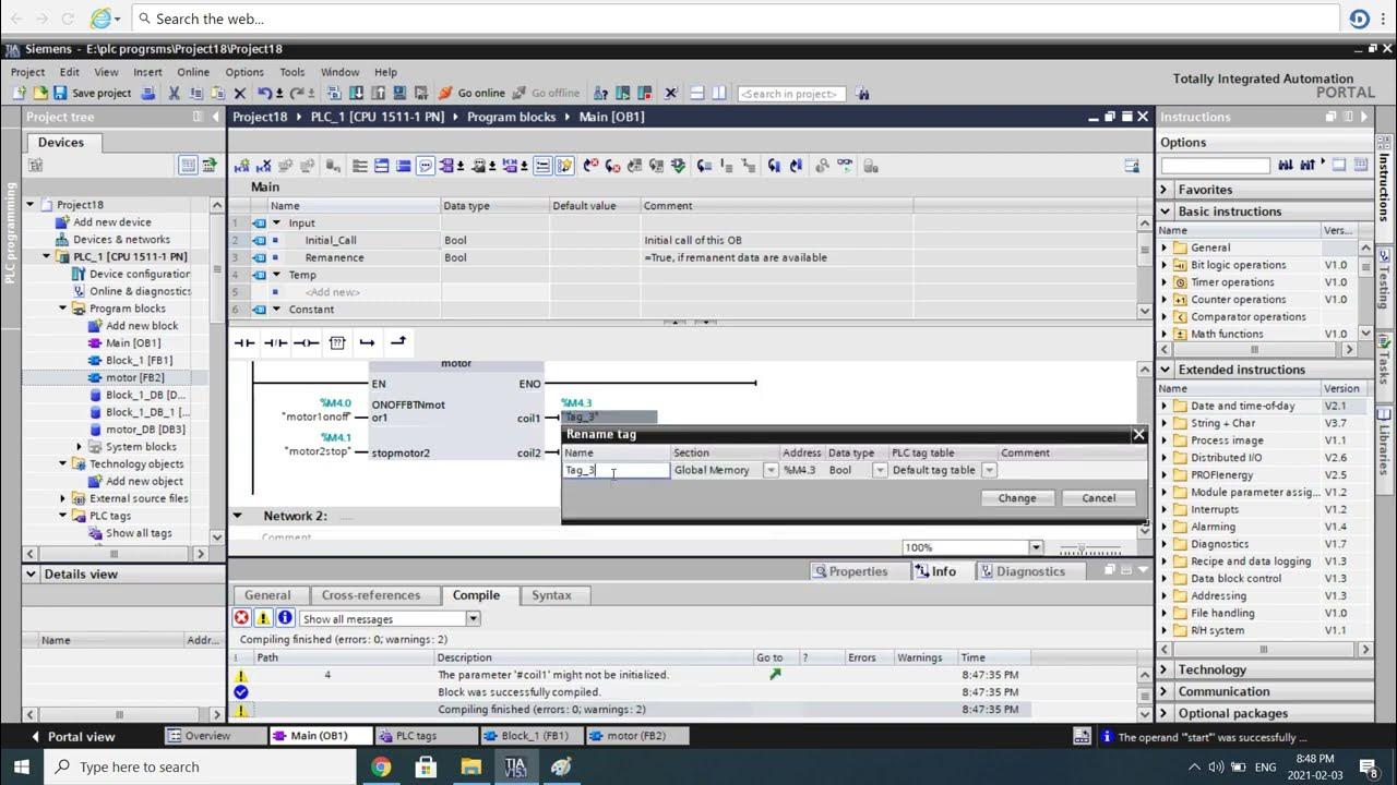 SCL programing in TIa portal #trigerrising & falling edge - YouTube