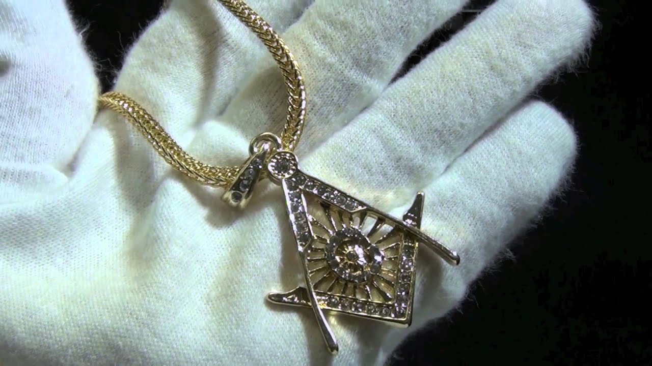 Masonic Freemason Golden Small Pendant Chain Set - YouTube