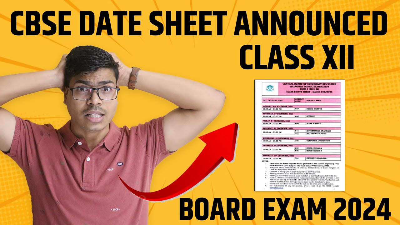 CBSE CLASS 12 OFFICIAL DATE SHEET ANNOUNCED FOR BOARD EXAM 2024 # ...