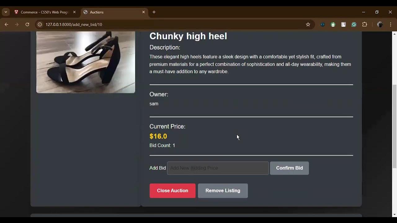 CS50's Web Programming with JavaScript and Python | Project 2 | Commerce - YouTube
