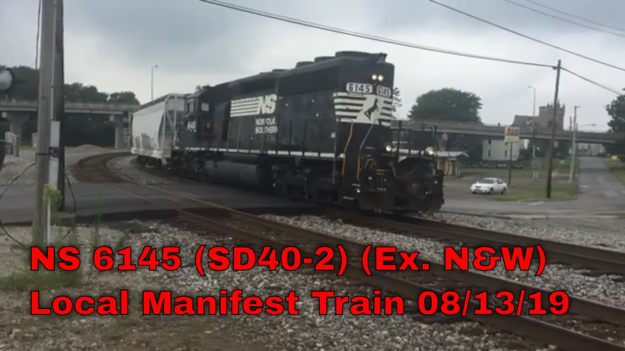NS 6145 (SD40-2) (Ex. N&W) Local Manifest Train 08/13/19 - YouTube