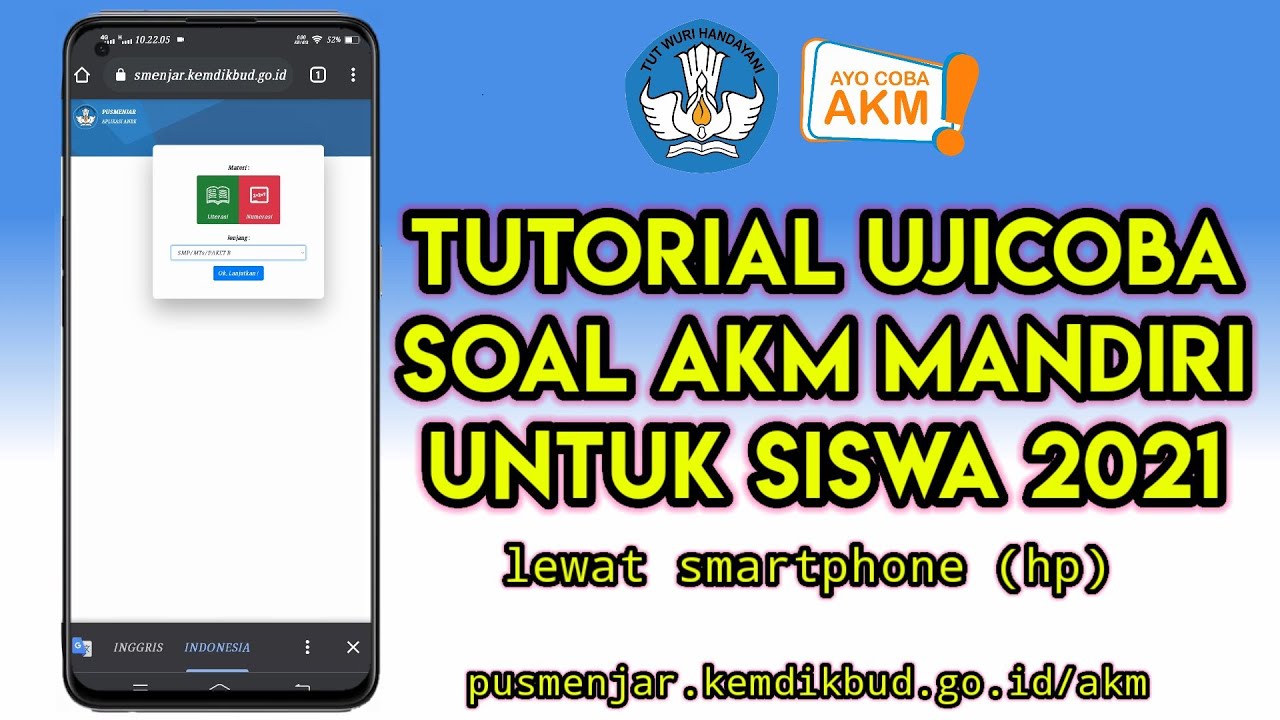 TUTORIAL UJICOBA LATIHAN SOAL AKM MANDIRI UNTUK SISWA 2021 LEWAT HP ...